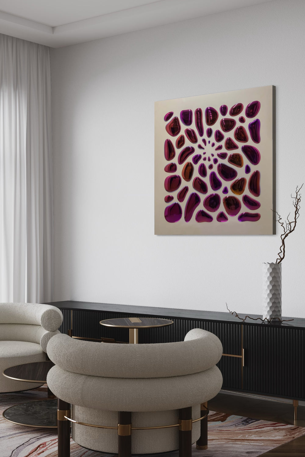 55 Drops Mural: Modern Mirrored Wall Art Masterpiece | PlusObject