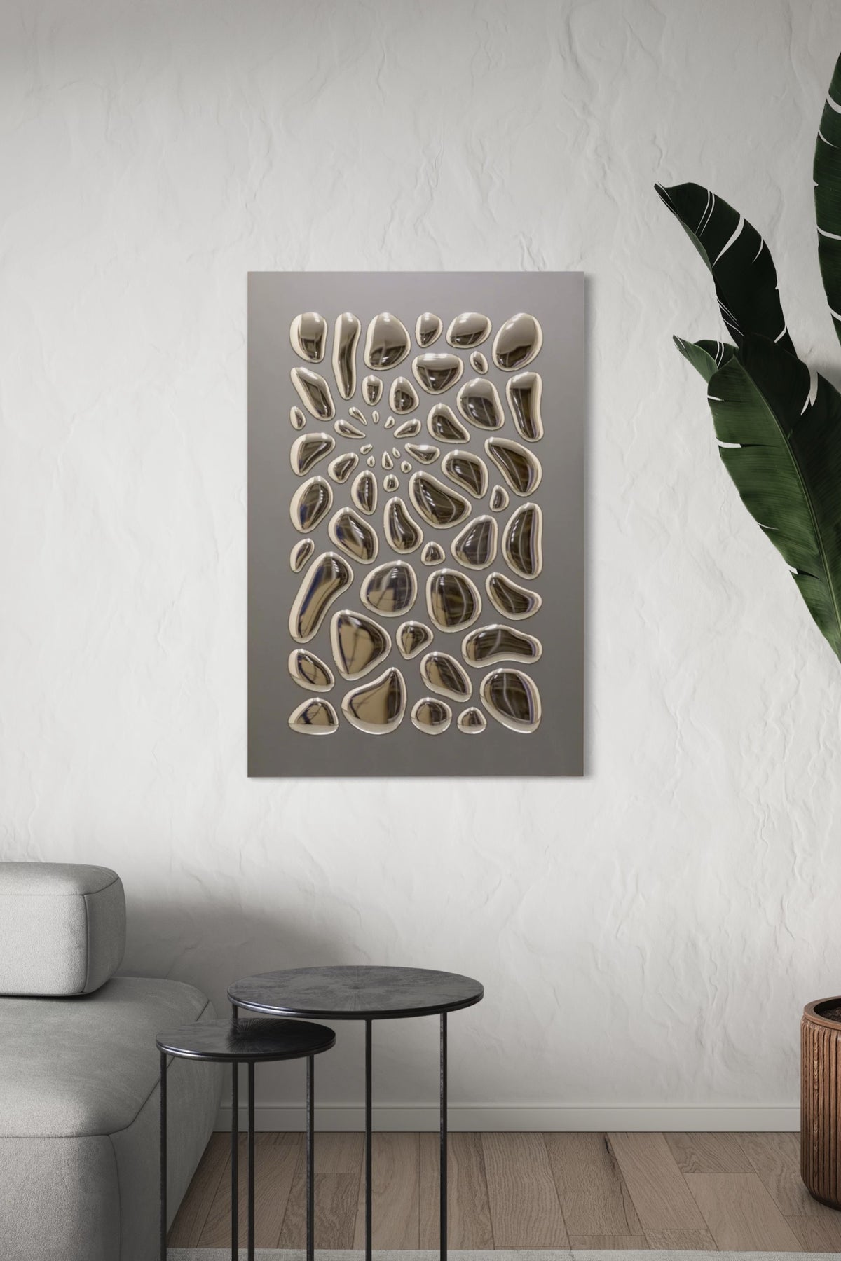 55 Drops Mural: Modern Mirrored Wall Art Masterpiece | PlusObject