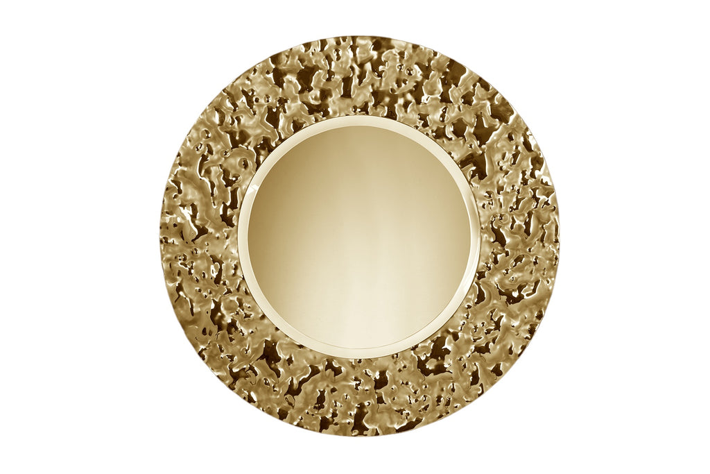 Circle Vento Gold Mirror: Artistic Vento Gold Round Mirror | PlusObject