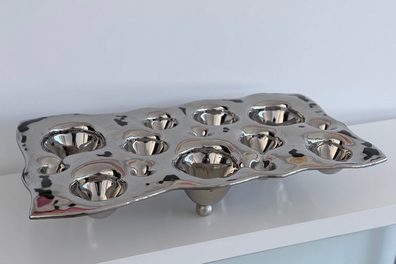 'Liquid Metal' Silver Platter: Heavy Expensive Bowl | PlusObject
