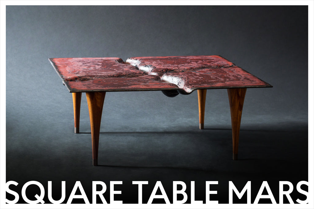Square Mars Table: Luxury Statement Coffee Table, Red Martian-inspired ...