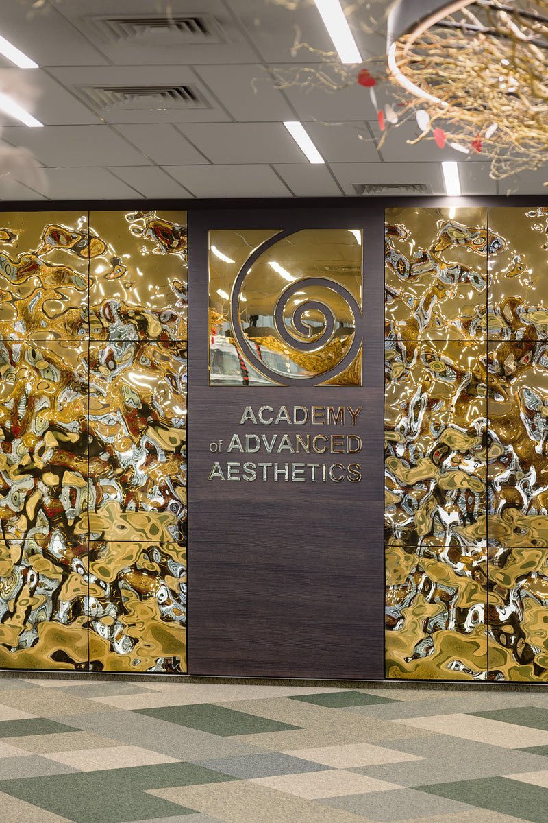 Aqua High Wave Gold: Mirrored 3D Wall Panels for Commercial Spaces ...