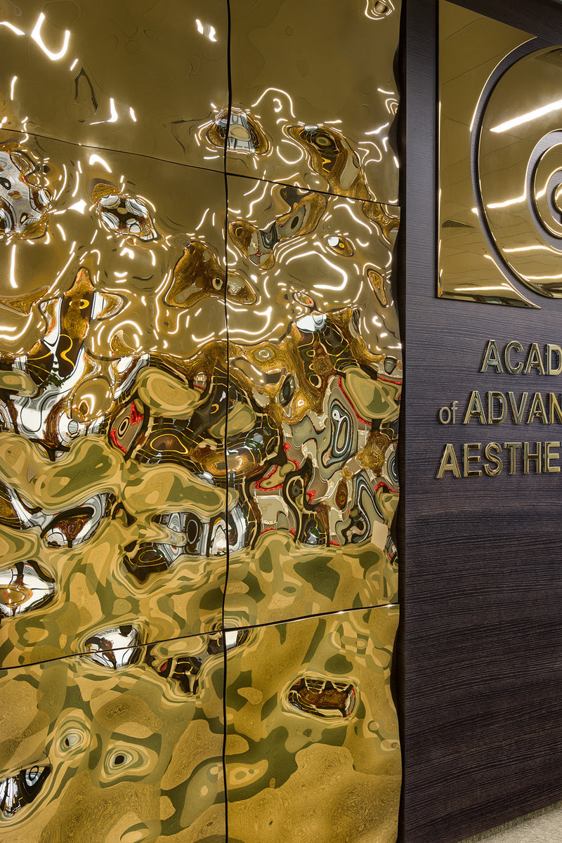 Aqua High Wave Gold: Mirrored 3D Wall Panels for Commercial Spaces ...