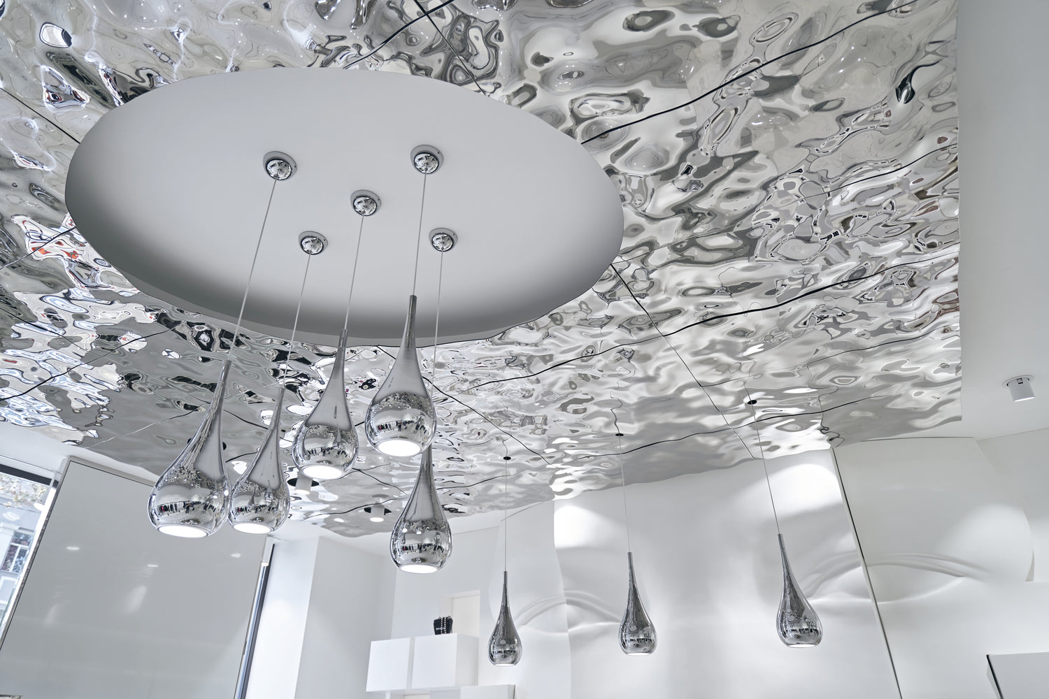 Aqua High Wave Silver: Reflective 3D Wall Panels | PlusObject