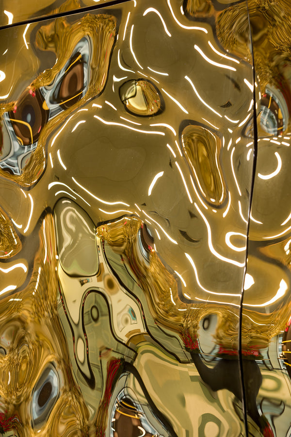 Aqua High Wave Gold: Mirrored 3D Wall Panels for Commercial Spaces ...