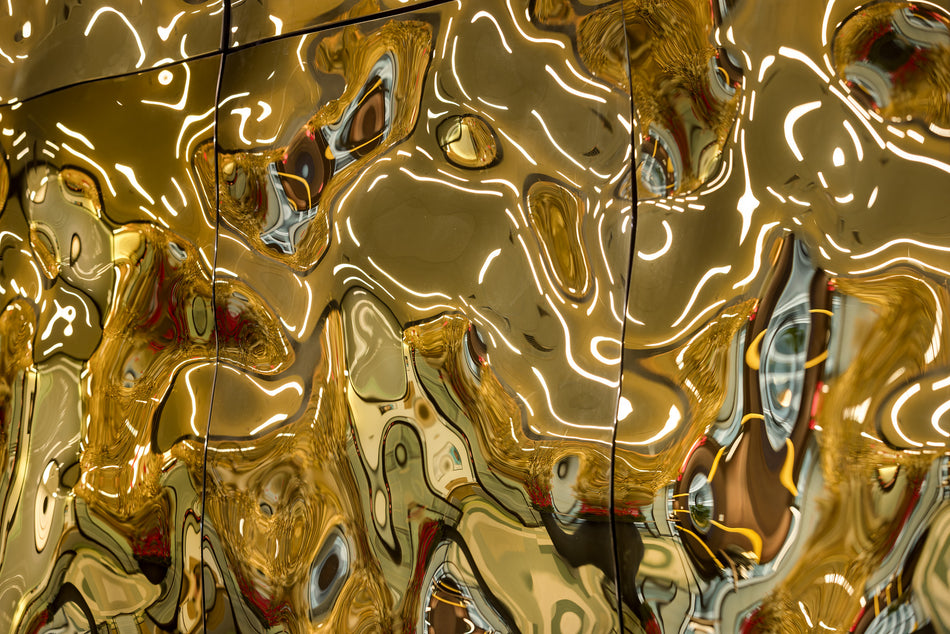 Aqua High Wave Gold: Mirrored 3D Wall Panels for Commercial Spaces ...